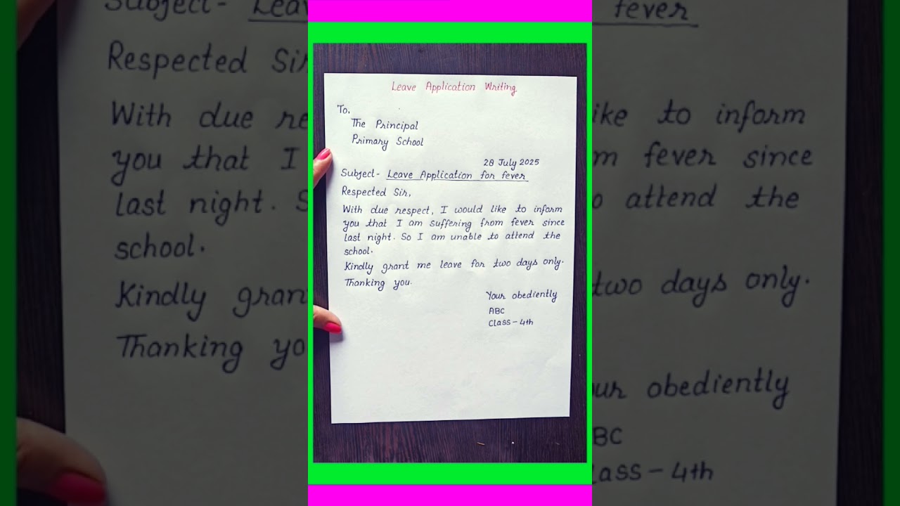 application for sick leave | application for fever in english |sick leave Application in english