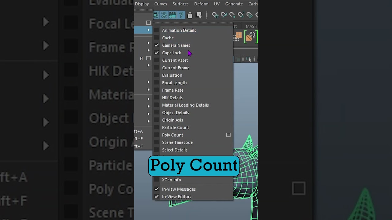 Display Polygon Count In MAYA