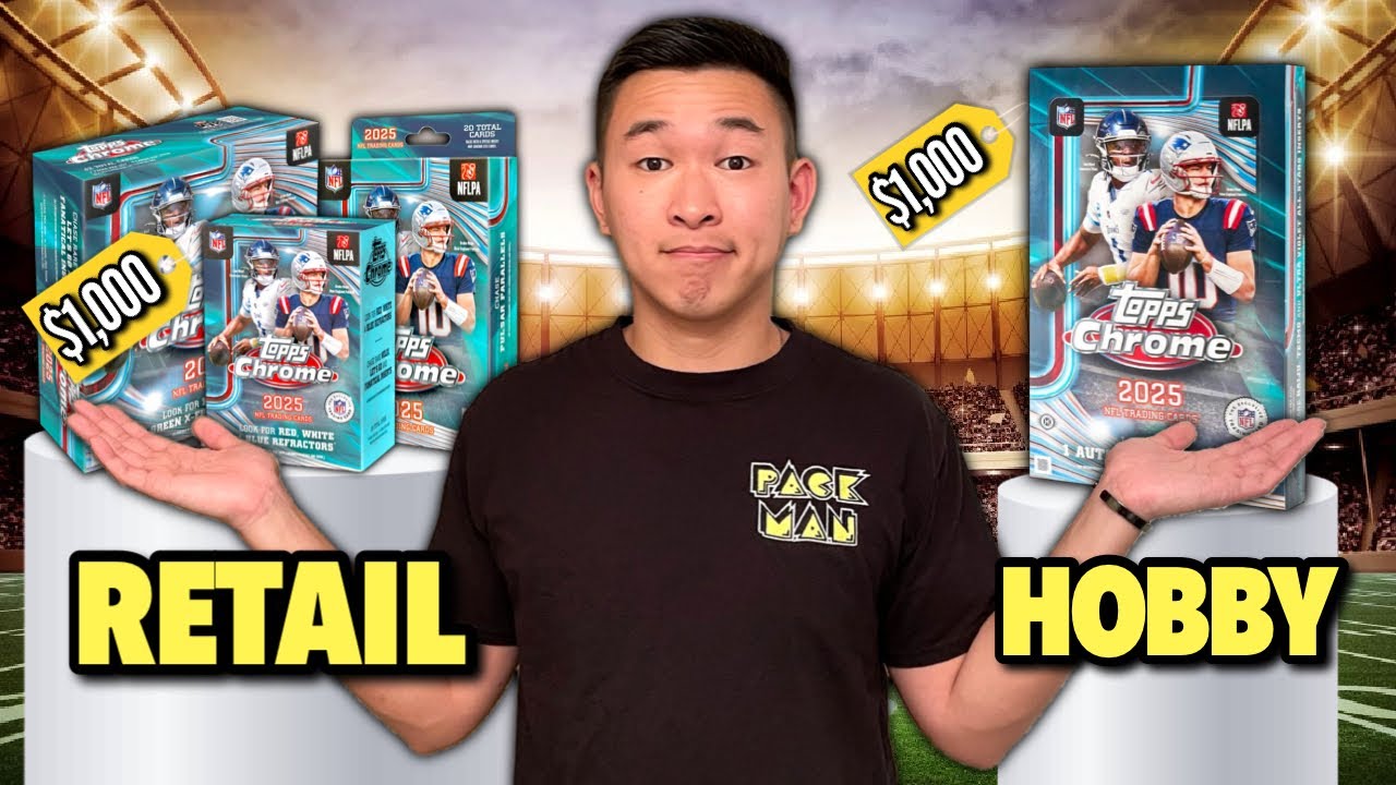 2025 Topps Chrome Football Retail vs Hobby: $1,000 in RETAIL BOXES vs a $1,000 HOBBY BOX! 🤔🔥