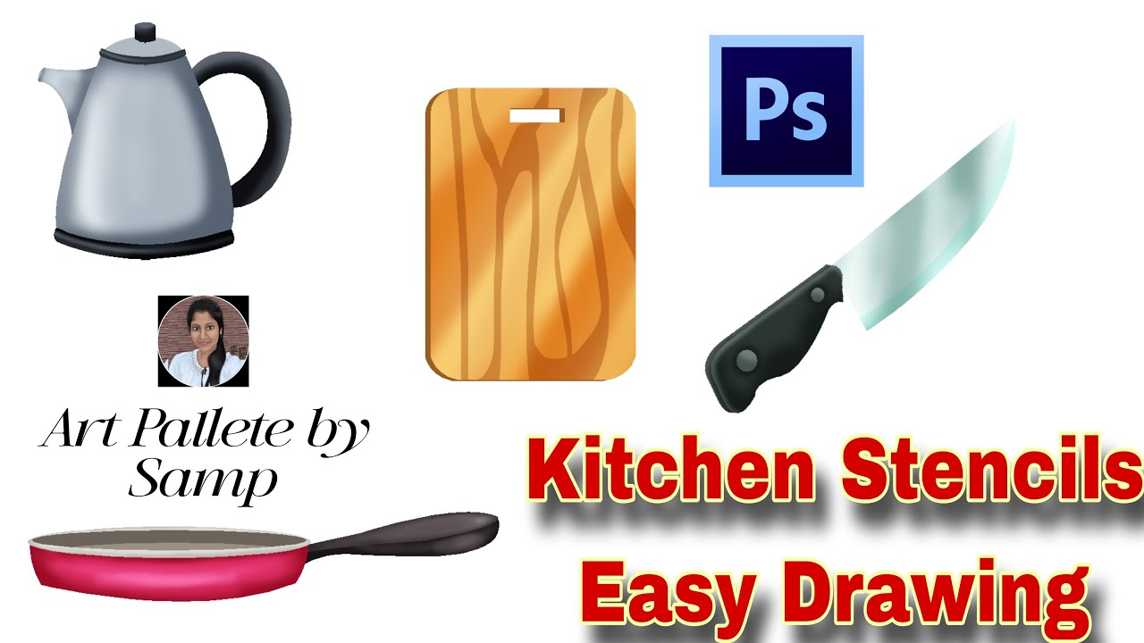 Easy Draw Kitchen Stencils For Animation Background Video / Drawing in Adobe Photoshop