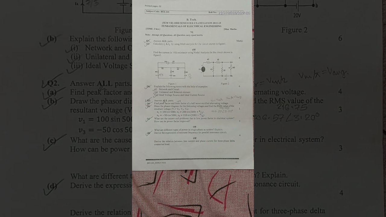 #aktu #ietlucknow end sem question paper of basic electrical engineering