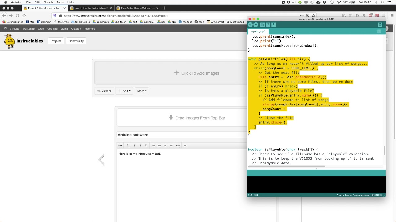 Inserting Arduino code into an Instructable