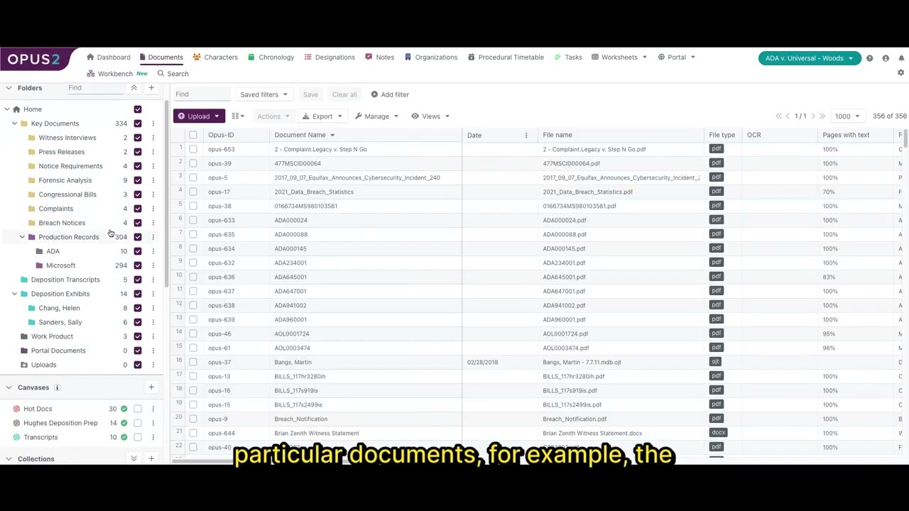 AL TV Product Walk Through: Opus 2 - Litigation Doc AI Analysis