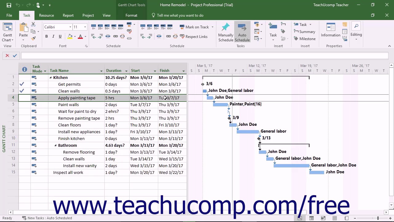 Project 2016 Tutorial Updating Tasks Individually Microsoft Training