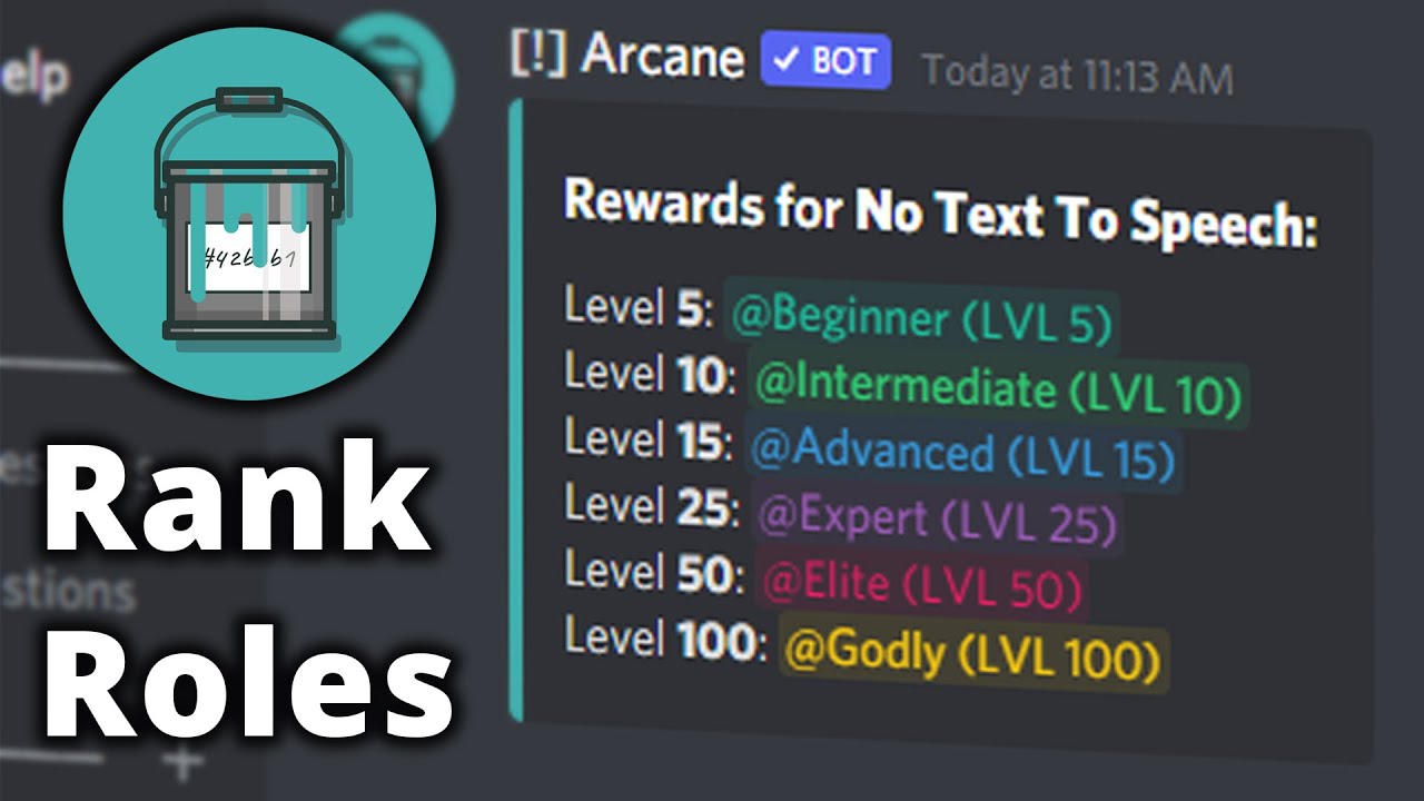 Free Discord Level / Rank Roles (Arcane Bot Setup)