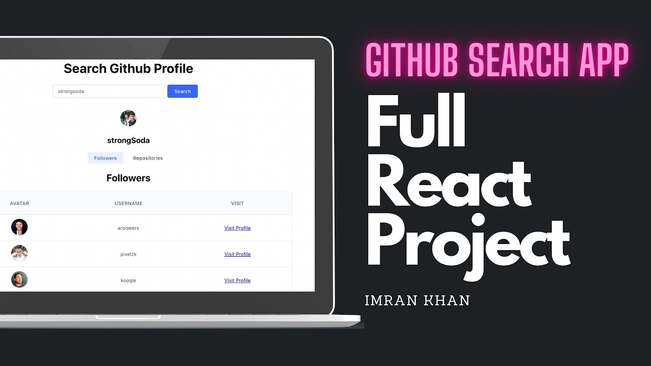 GitHub Search App in React JS | Full Project Using Github API | Tutorial