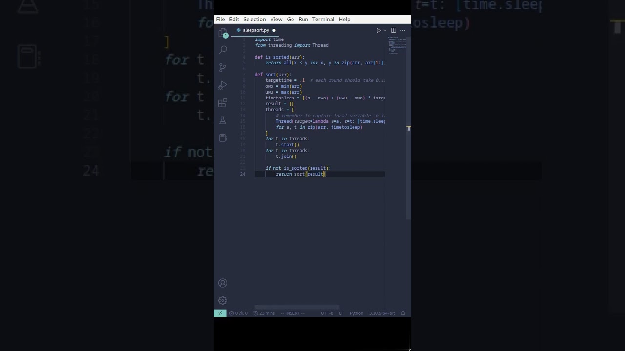 Multi Theaded Parallel Sort Array in Python O(N) Most efficient Tutorial #shorts #python