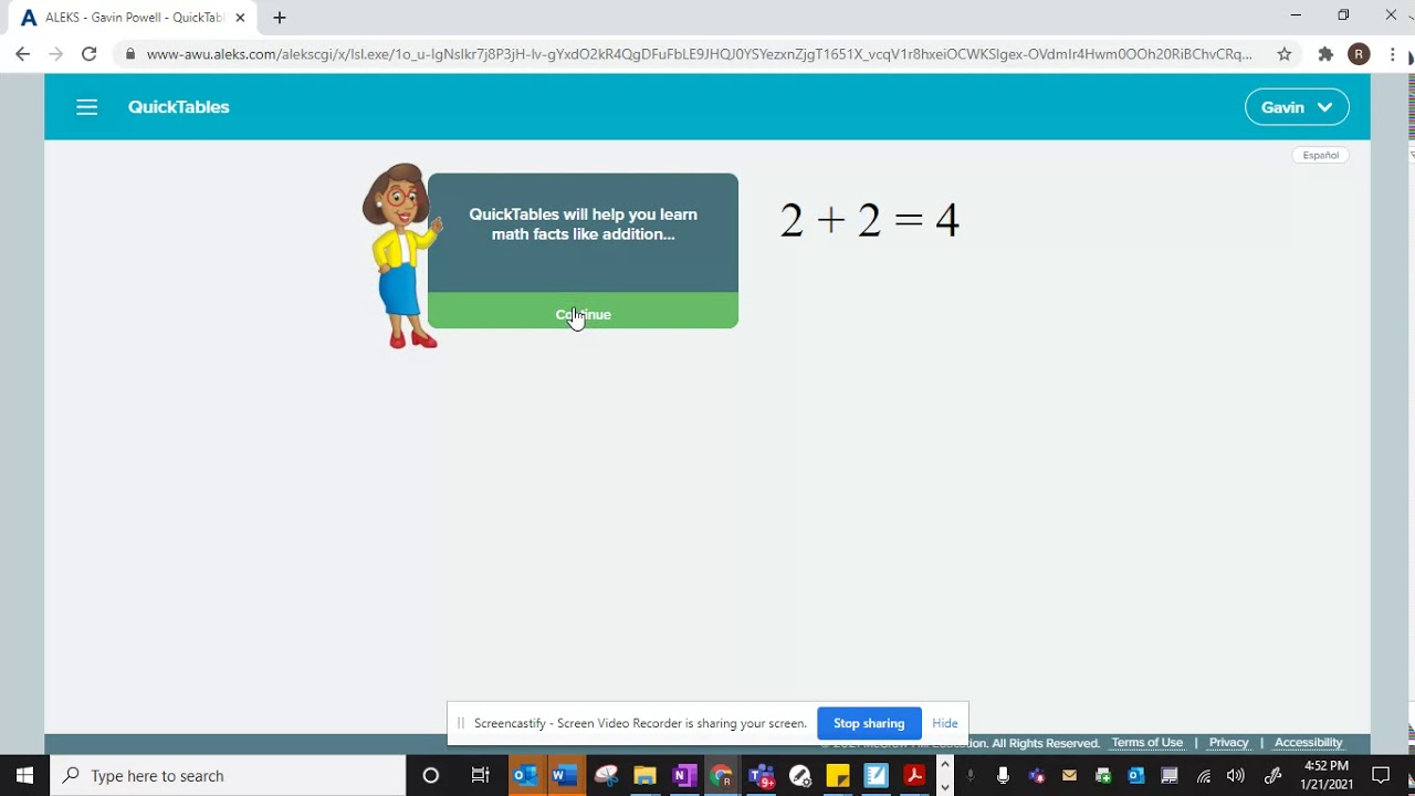 QuickTables directions