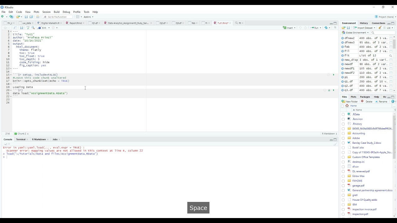 R Markdown: Loading data files