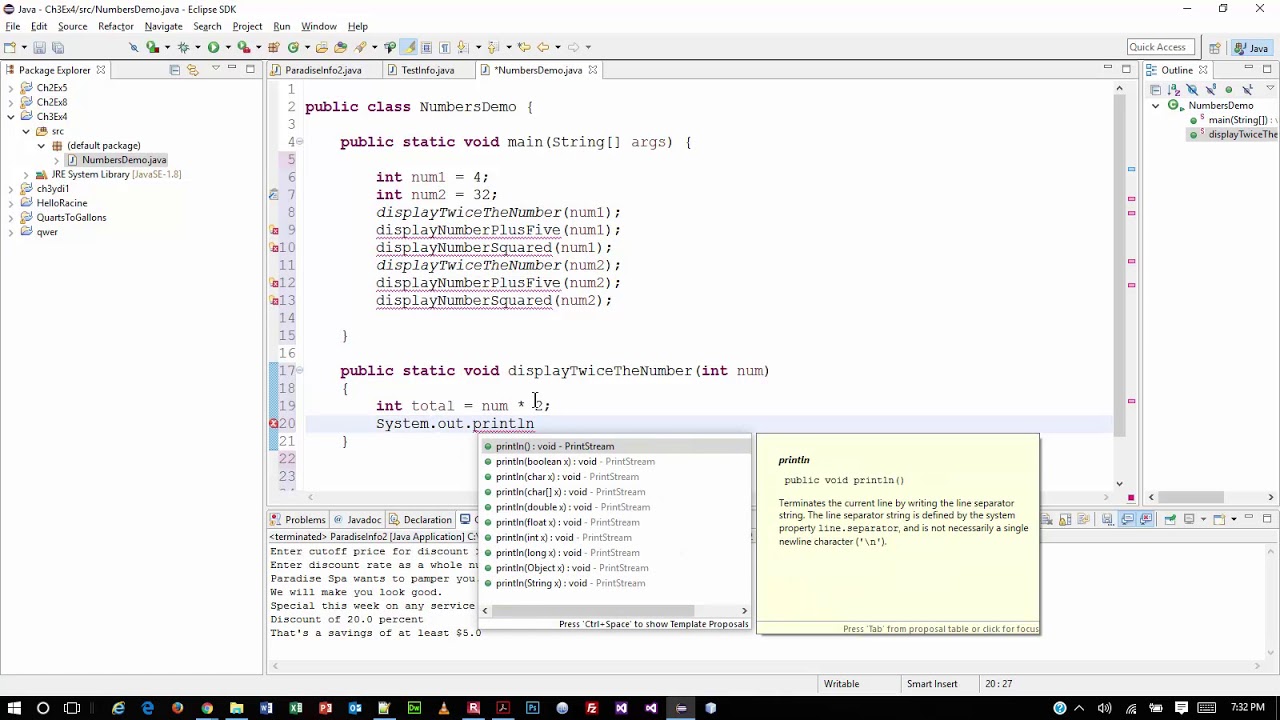Java Programming 1 - Chapter 3 Exercises 4 & 6