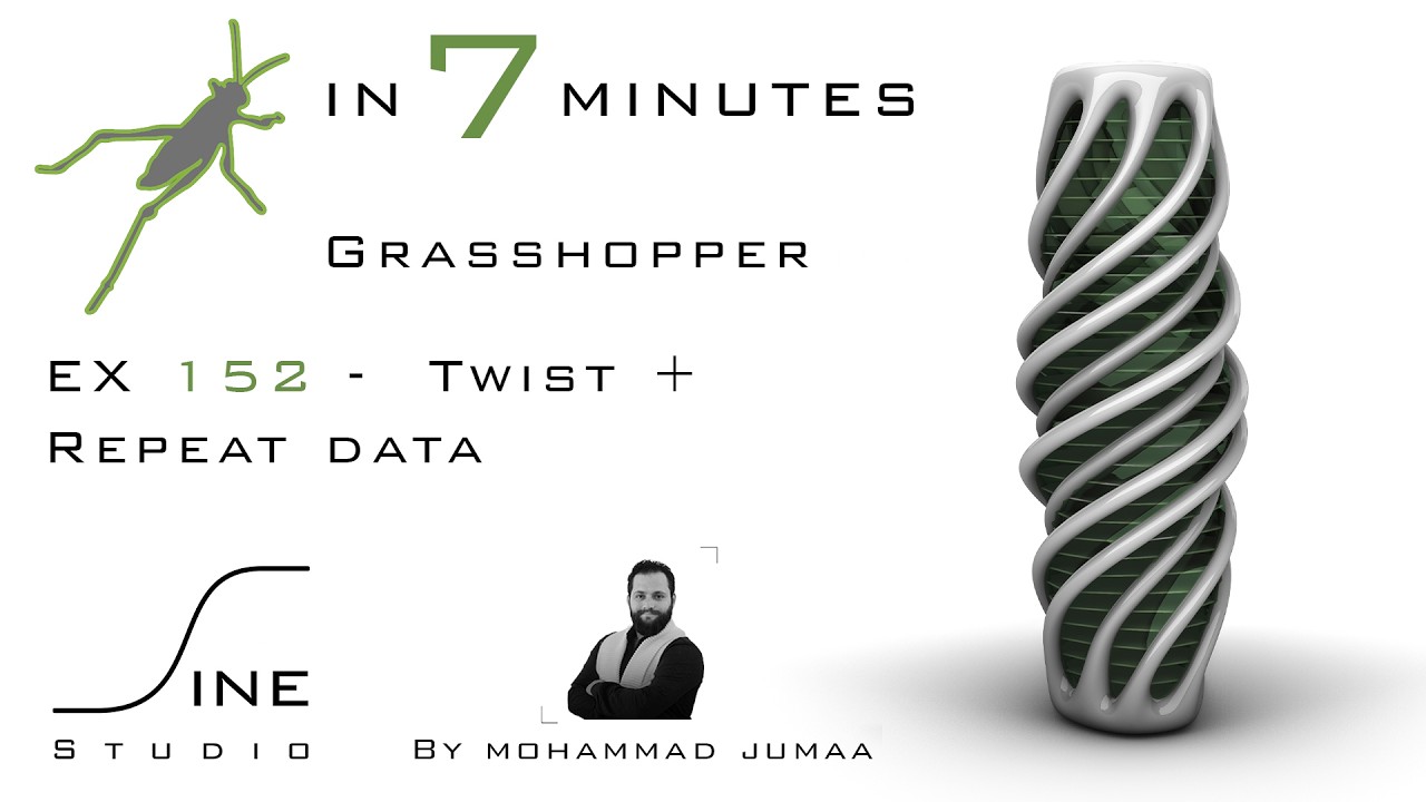 Grasshopper tutorial in 7 minutes - EX 152 - Twist + Repeat data