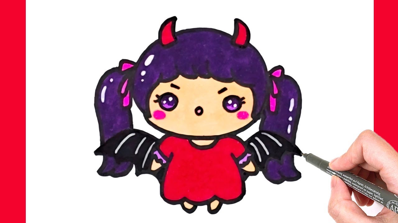 How to draw a cute devil girl