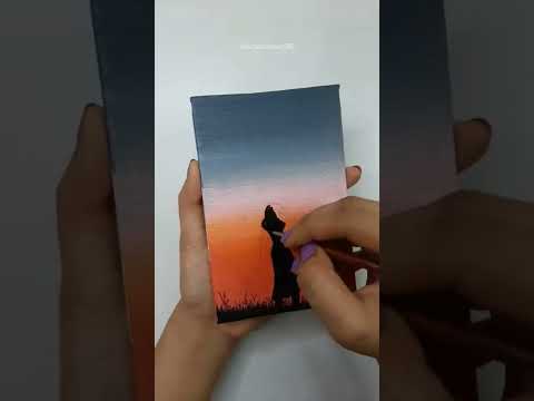 Silhouette Painting on Canvas| Acrylic Art | Aesthetic Art Video | She Draws | #shorts