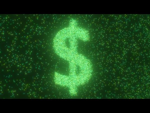 US Dollar Sign Money Symbol Of Bright Glowing Green Glimmering Lights 4K VJ Loop Moving Background