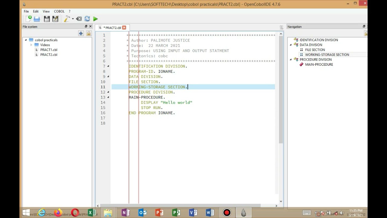 COBOL 2: Understanding input and output statement