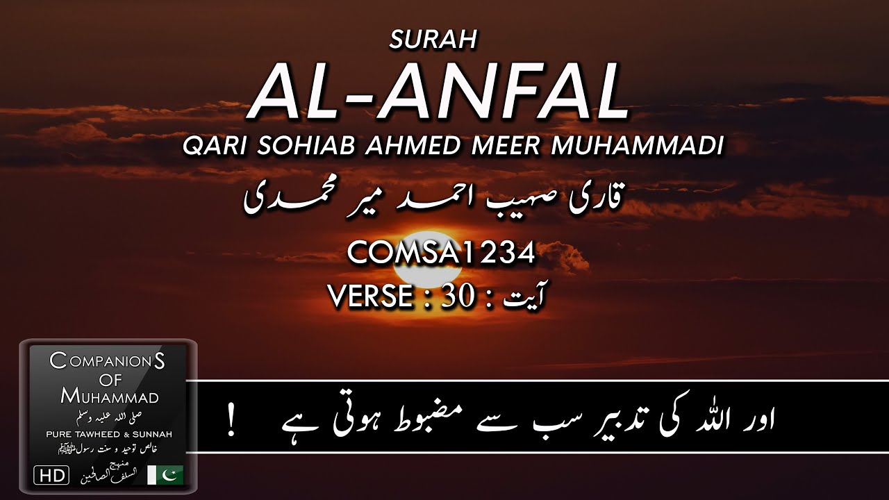 Surah Al Anfal Ayat 30 Tilawat By Qari Sohaib Ahmed Meer Muhammadi