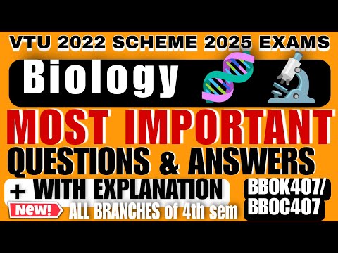 Biology VTU 4th sem || Most Important Questions || all Branches || 2025 Exam || 2022 Scheme || #vtu
