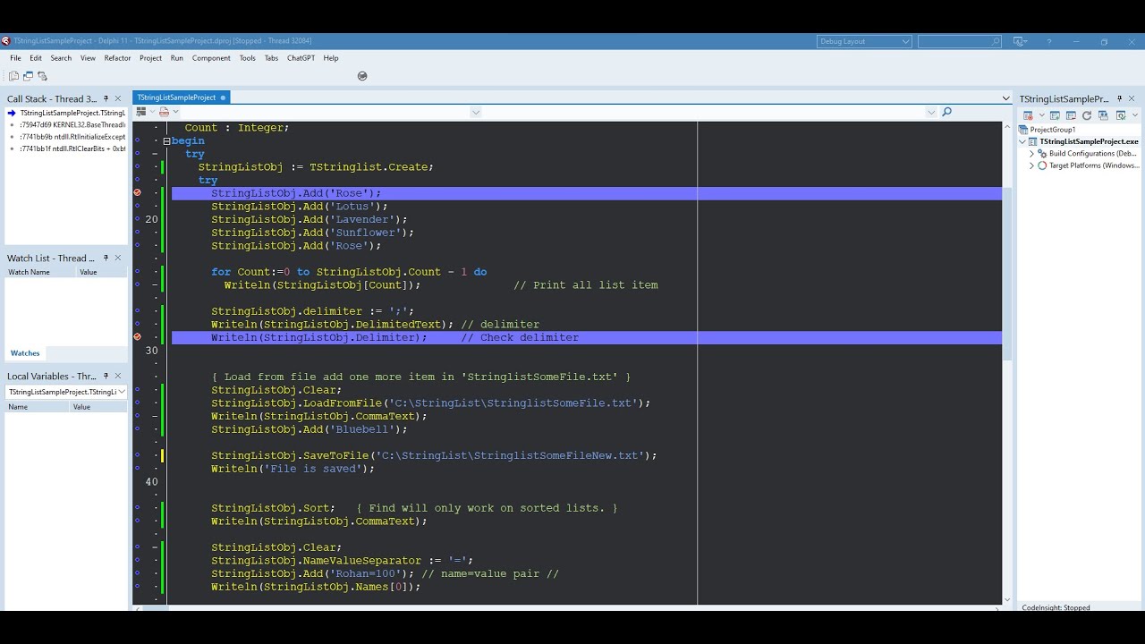 TStringList In Delphi | TStringList Delphi | Delphi | TStrings
