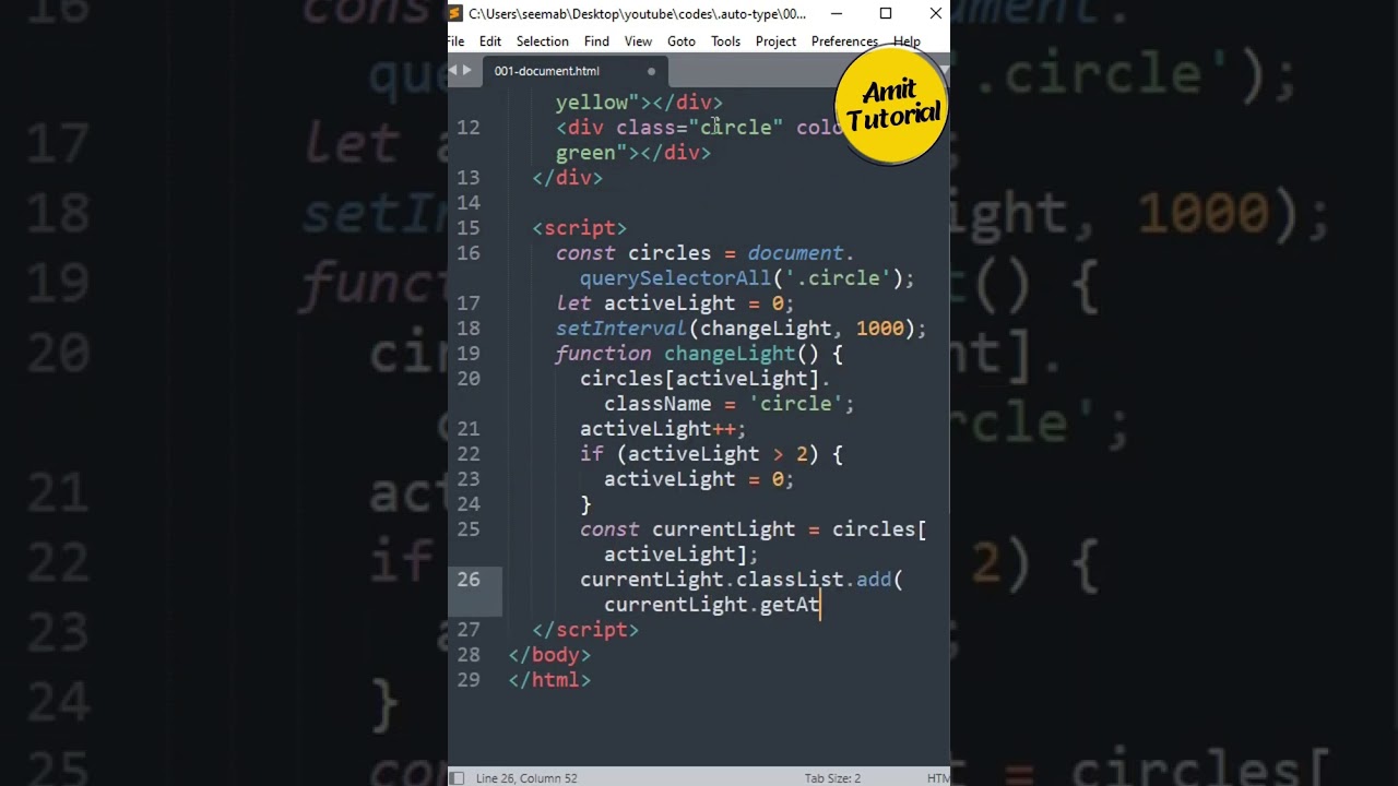 Traffic Lights | HTML CSS & JavaScript #shorts #viral #viralvideo