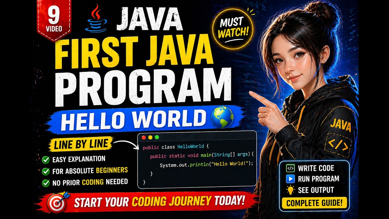 First Java Program 🔥 Hello World Explained Line by Line | Java for Beginners