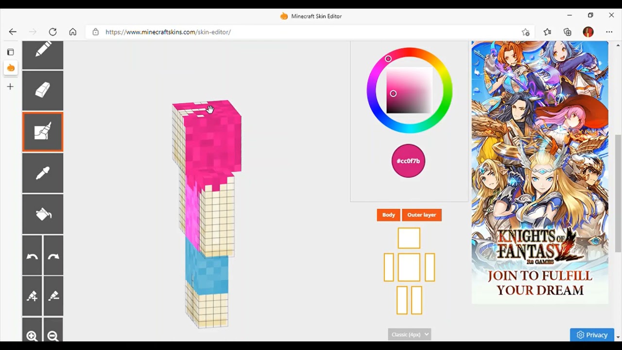 Making a custom Minecraft skin using Skindex.