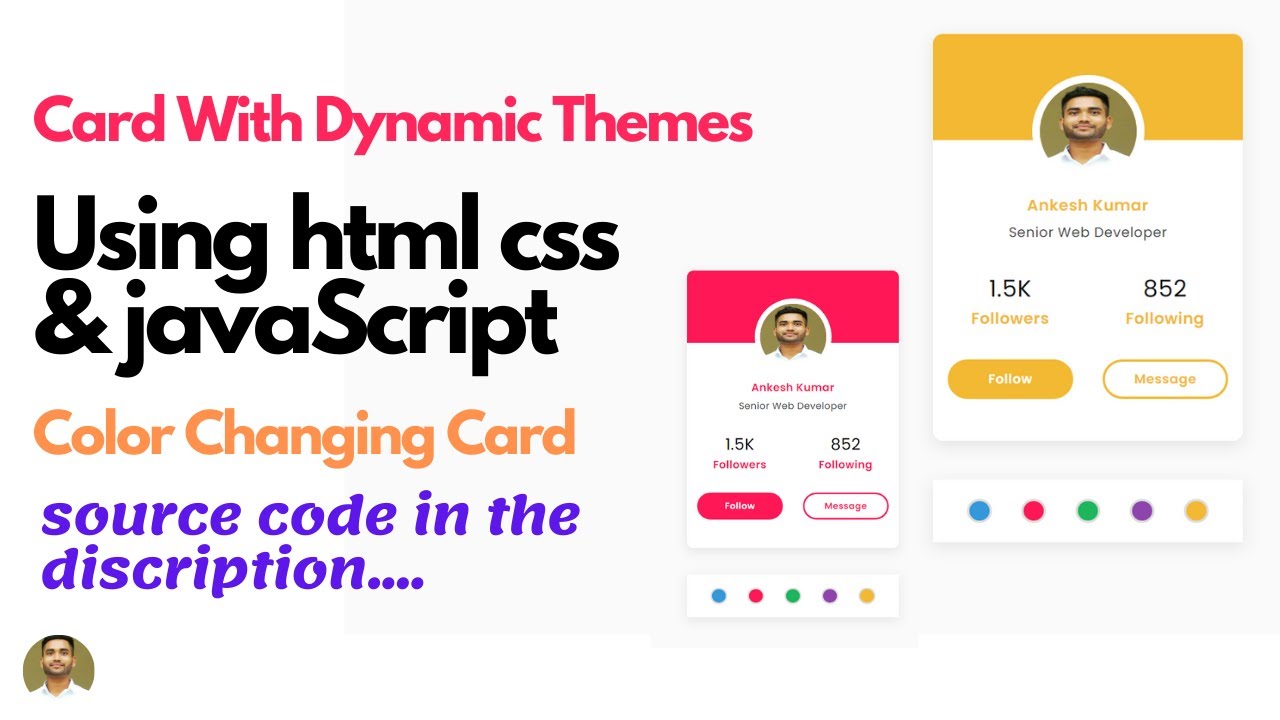 Card With Dynamic Themes Using Html CSS And JavaScript | Theme Switcher