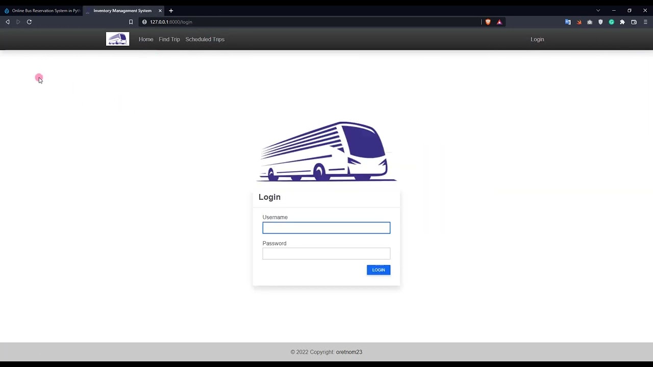 Online Bus Reservation System in Python using Django DEMO