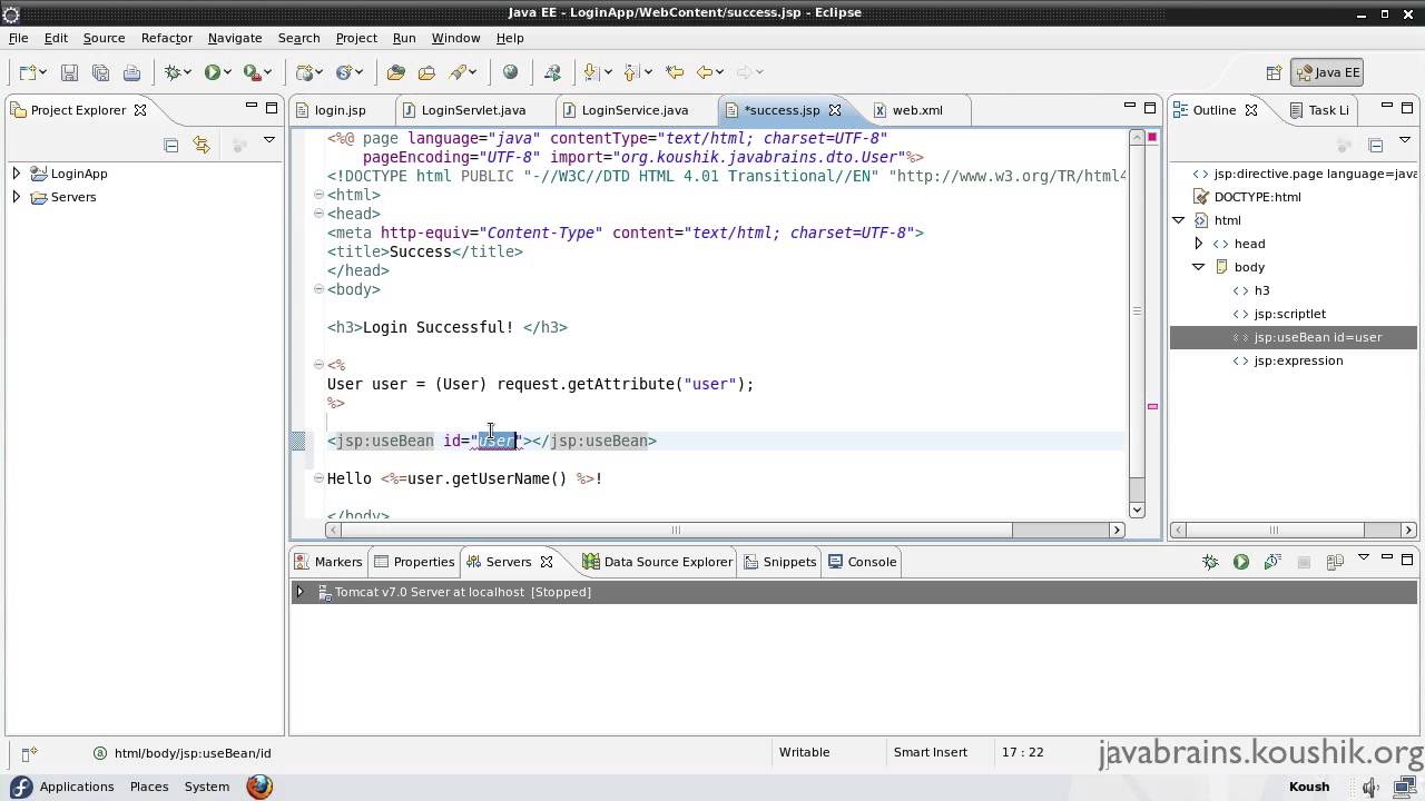 JSPs and Servlets Tutorial 17   Introduction to JSTL and the useBean tag