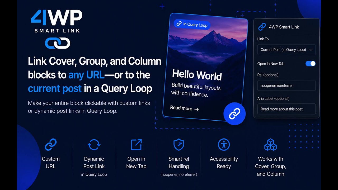 4WP Smart Link — Clickable Cover, Group & Column in Gutenberg & Query Loop | WordPress