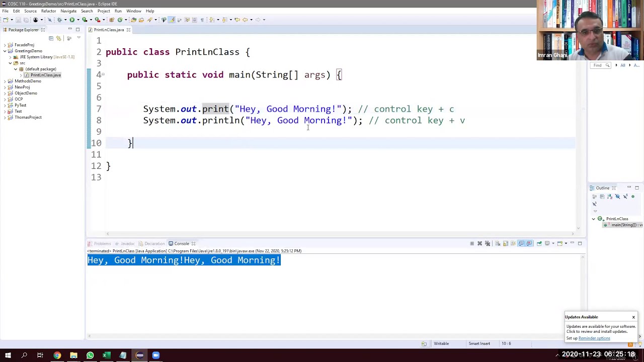 Basic Java Println ( ) and Print ( ) Tutorial for Beginners using Eclipse