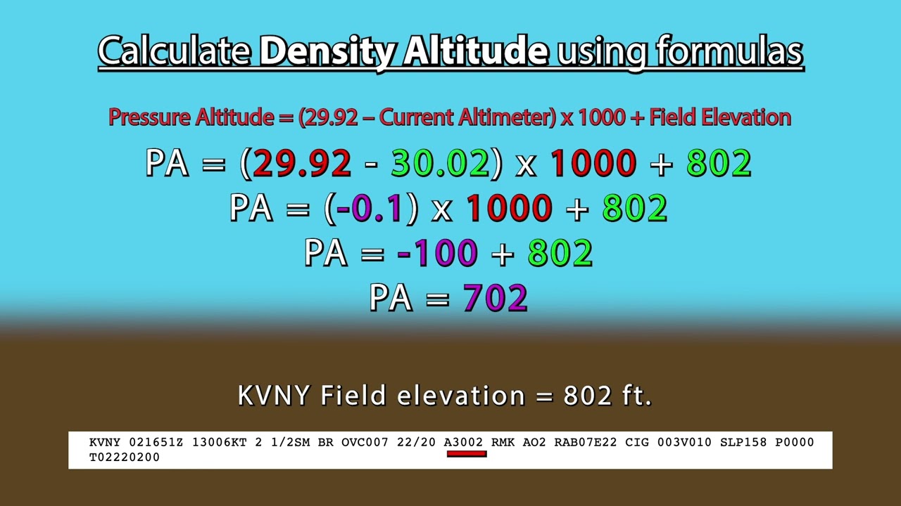 Calculate Density Altitude using Mathematical formulas