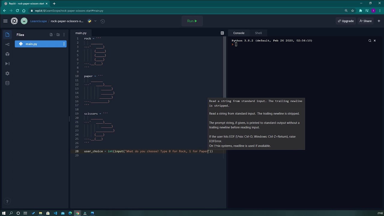 Day 4 of 100 days of code - Beginner - Randomisation and Python Lists