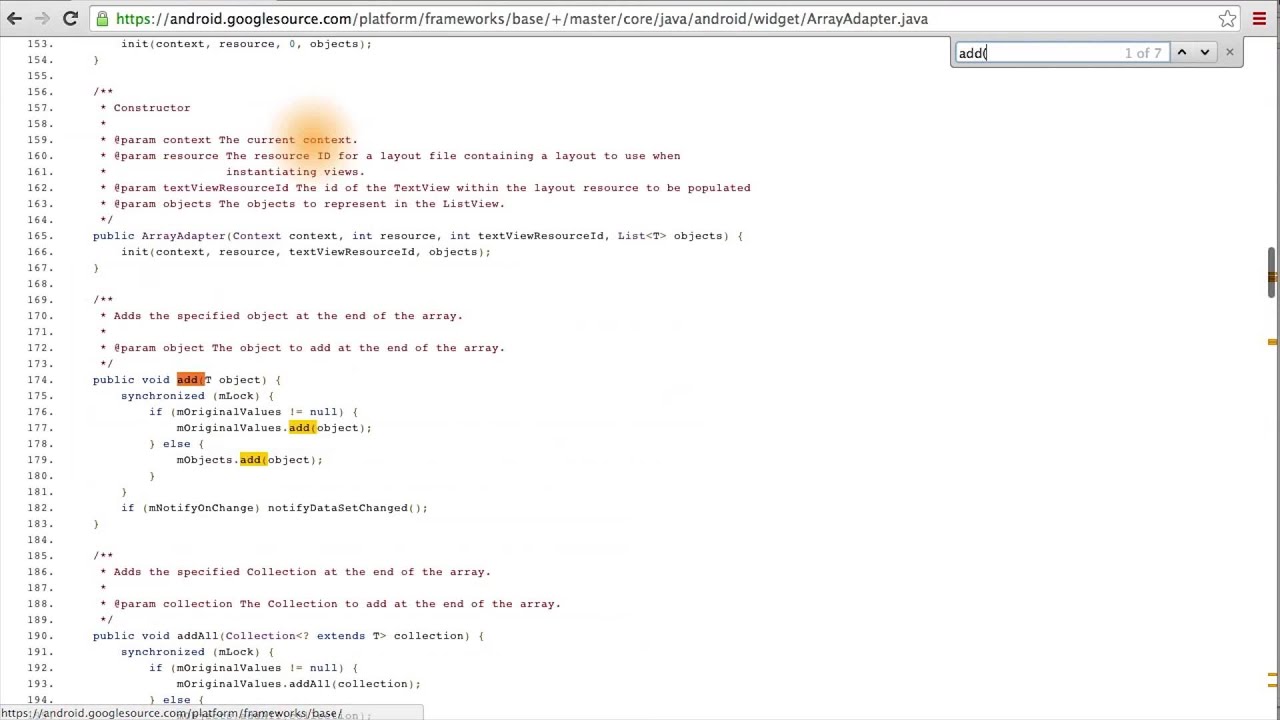 Source Code for ArrayAdapter - Developing Android Apps