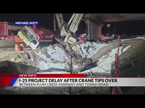 Crane tips over at I-25 project in Castle Rock