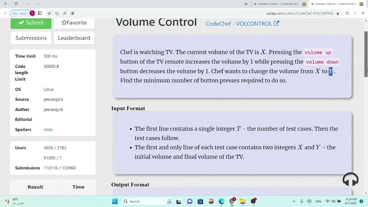 Volume Control CodeChef - VOLCONTROL