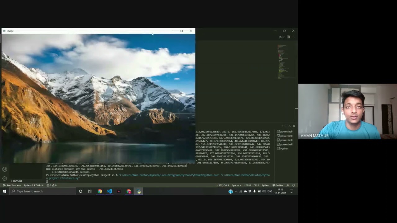Maximum distance calculator between any two points using opencv in python