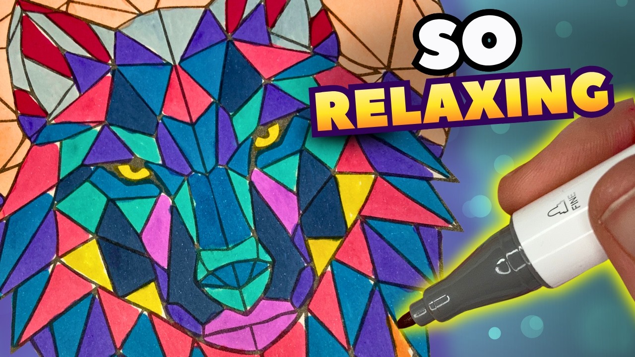 So Relaxing Coloring 🐺 | Geometric Wolf Coloring Page (Free Printable)