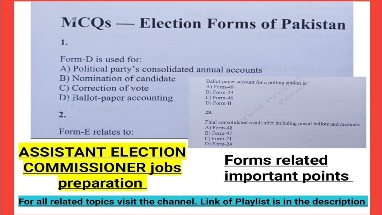 Assistant Election commissioner preparation | ECP jobs | Important Forms | #ecp #