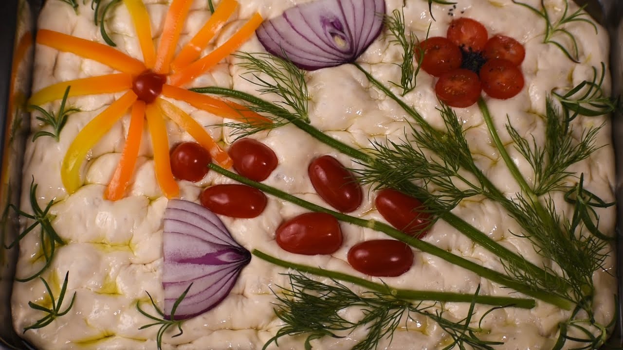 Bubbly No Knead Focaccia Bread Art | Italian Focaccia Bread made only with a spatula | Easy Recipe