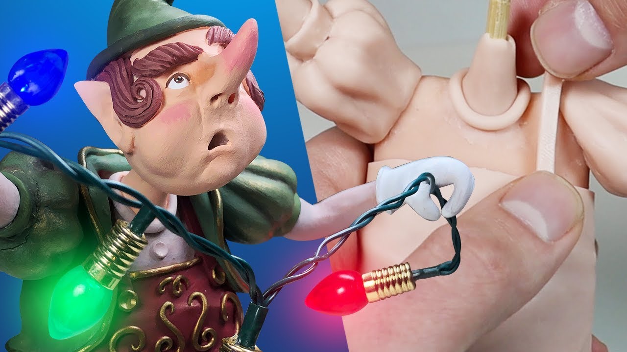 Sculpting a Christmas Elf - Polymer Clay Tutorial with LED lights | Ace of Clay