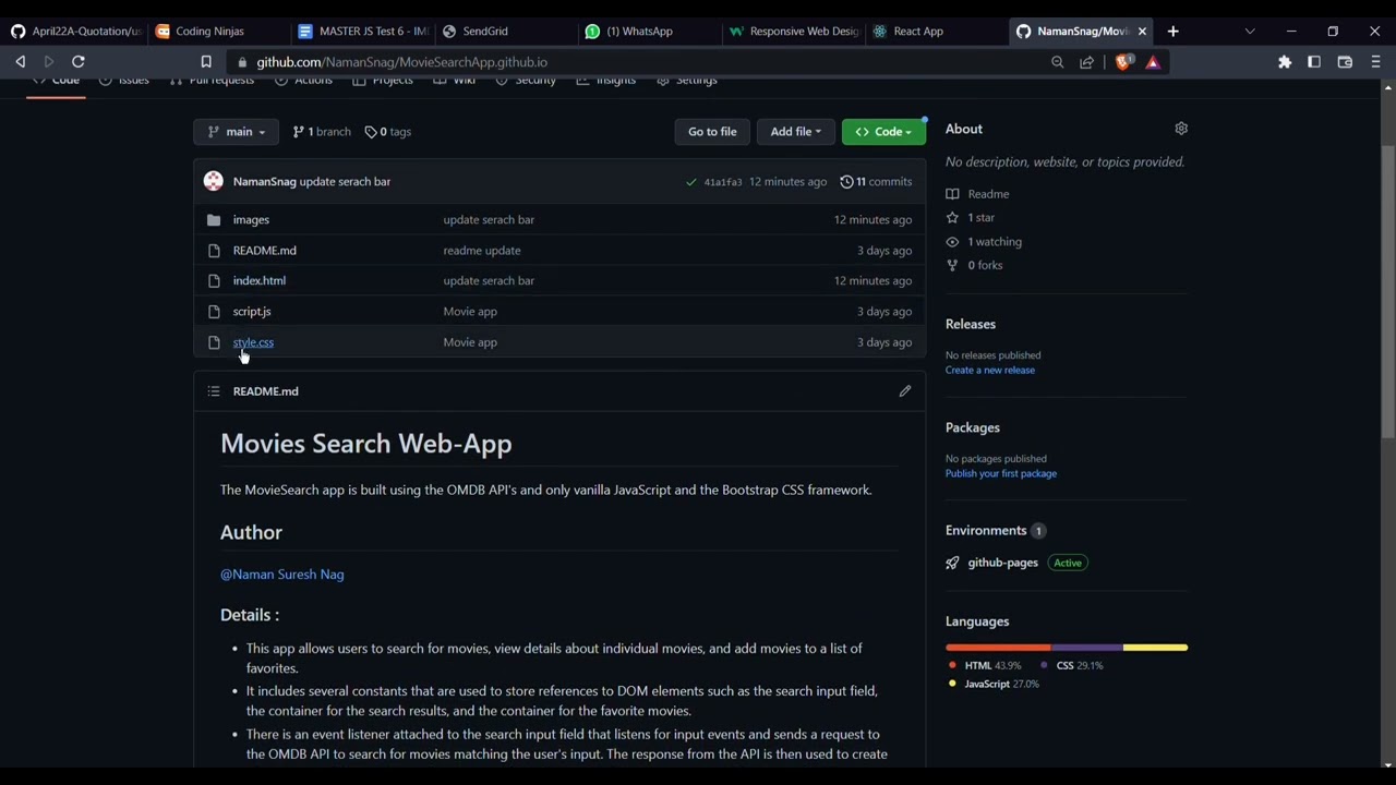 Imdb Clone app using omdb api #movies #javascript #html #css