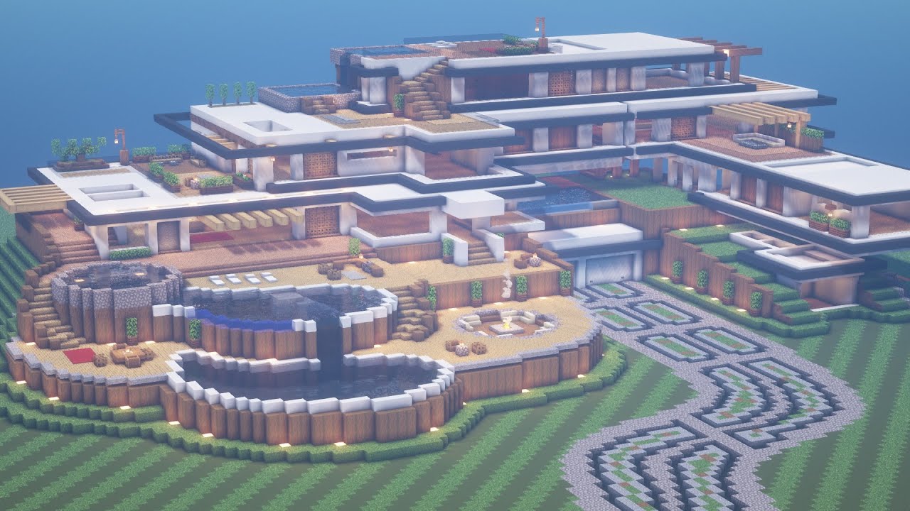 Minecraft: Modern Mega Mansion Tutorial Pt. 3 | Architecture Build (#12)