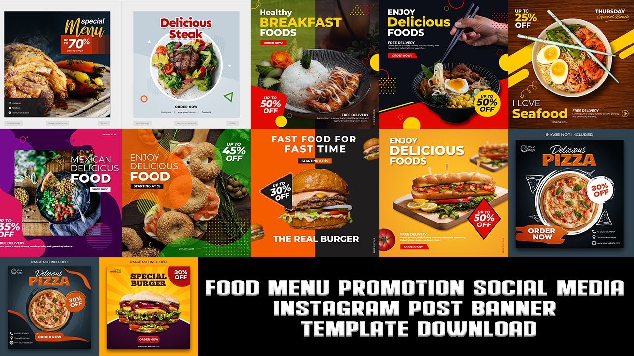 20+ Food Menu Promotion Social Media Instagram Photoshop Tutorial