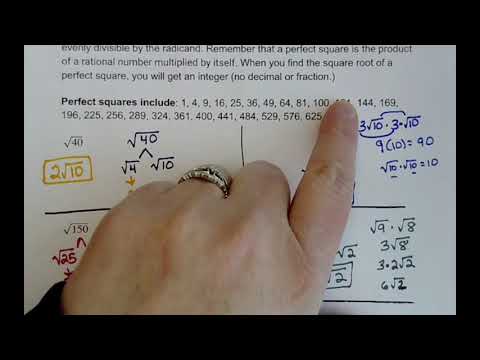 Simplest Radical Form using Perfect Squares