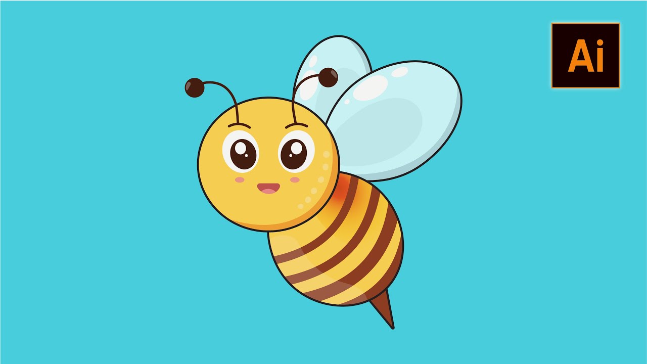 How to Draw a Cute Cartoon Bee in Adobe Illustrator | Vector Art Tutorial