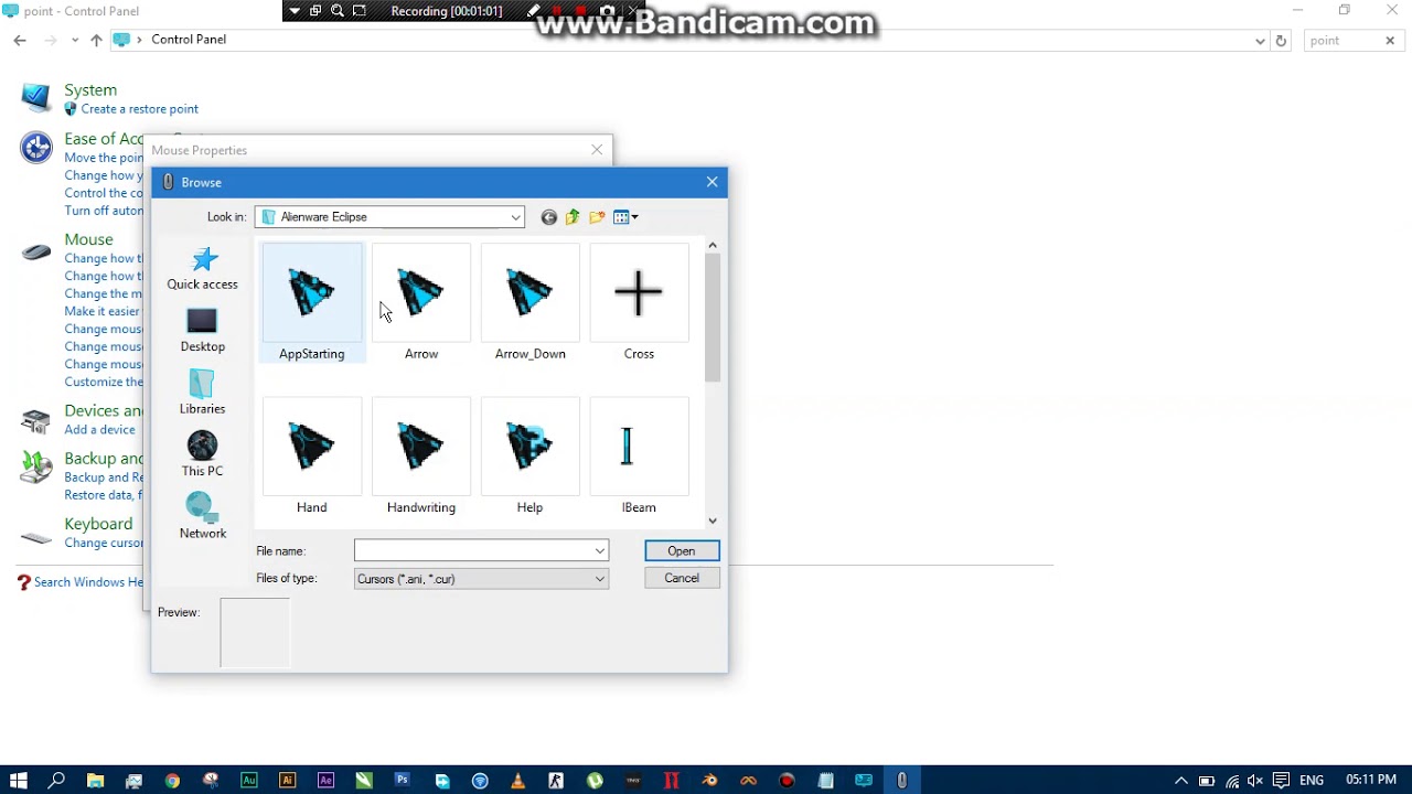 Change your mouse simple pointer to Alienware mouse pointer