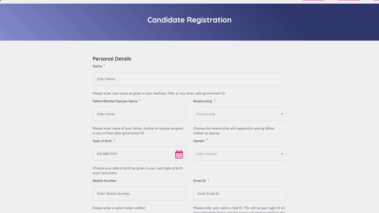 Step 1 - Candidate Registration