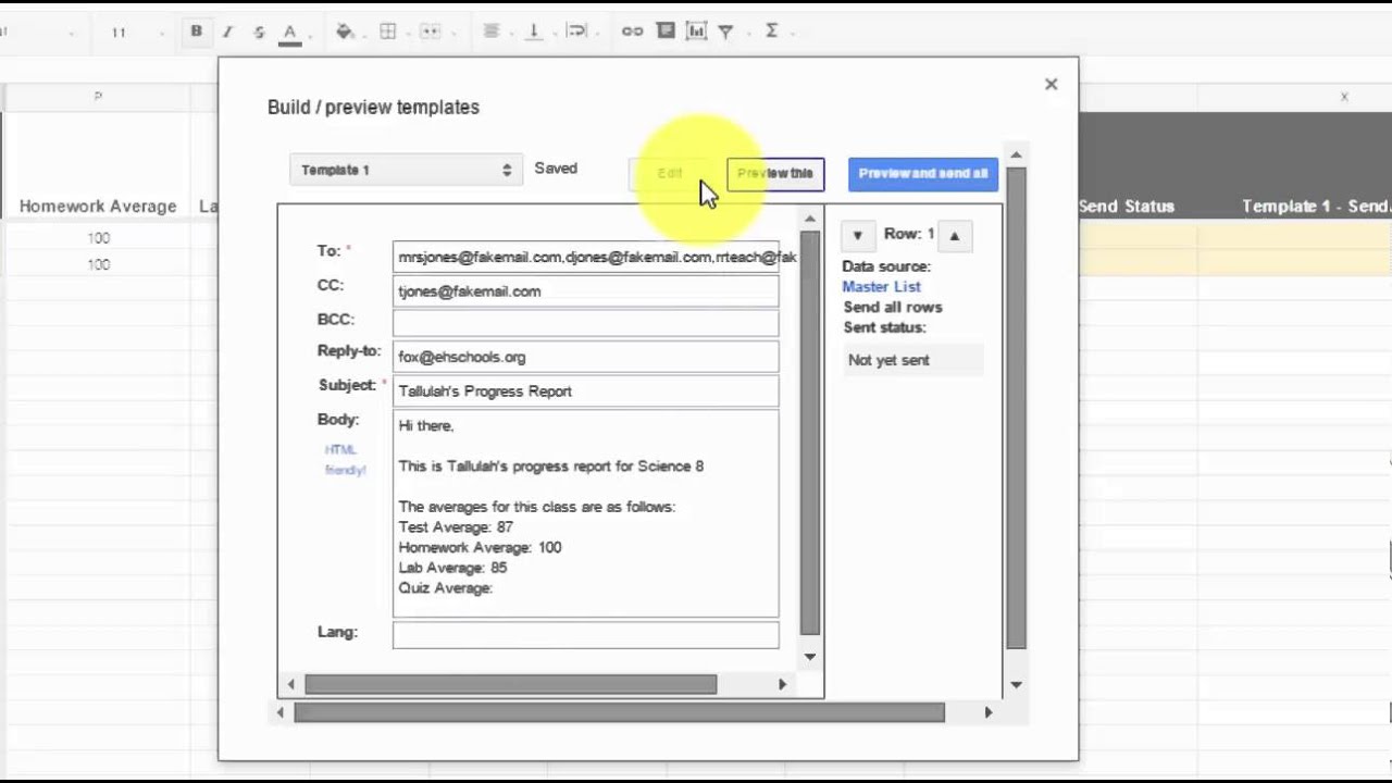 Student Email Progress Reports Using Google Sheets and FormMule