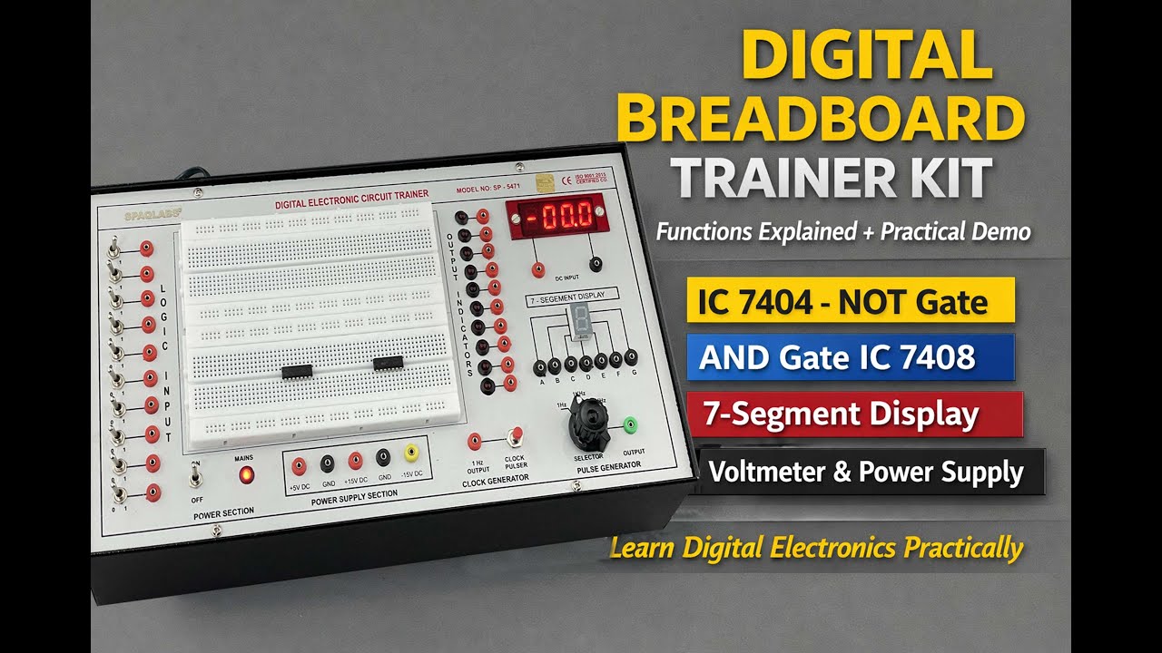 Digital Breadboard Trainer Kit Explained | IC 7404 NOT, IC 7408 AND | 7-Segment & Voltmeter
