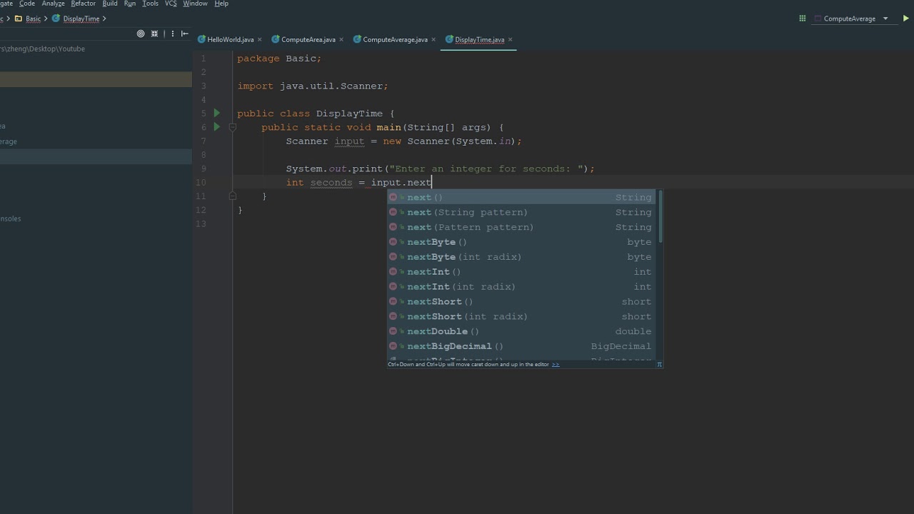 Java Basics - Display Time